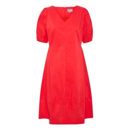 Midikleid Culture "Kleid CUantoinett", Damen, Gr. L, N-Gr, rot (fiery rot), Obermaterial: 65% Baumwolle CO. 33% Polyester PES. 2% Elasthan EL., Kleider Midikleid