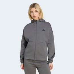 Kapuzensweatshirt adidas Sportswear "ADIDAS Z.N.E. ZIP HOODIE", Damen, Gr. L, grau five, Obermaterial: 57% Polyester, 43% Baumwolle, normal, Rundhals, angesetztes B&uuml;ndchen, Sweatshirts