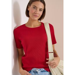 T-Shirt Cecil, Damen, Gr. L (42), tamarillo rot, Web, 95% Baumwolle, 5% Elasthan, unifarben, comfort fit normal, Rundhals, abgesteppt, Shirts T-Shirt, mit Rundhalsausschnitt