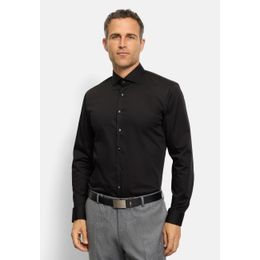 Businesshemd OLYMP "OLYMP No. Six, super slim, Royal Kent", Herren, Gr. 38, Normaler Arm, schwarz, 97% Baumwolle, 3% Elastolefin, Hemden