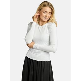 Kurzarmhemd LIBERT&Eacute; ESSENTIEL "Libert&eacute; Essentiel T-shirt NATALIA", Damen, Gr. L, Normalgr&ouml;&szlig;en, wei&szlig;, Obermaterial: 95% Viskose, 5% Elasthan, Hemden
