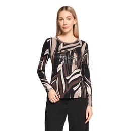 Kurzarmshirt Betty Barclay "Damen mit Rippb&uuml;ndchen", Damen, Gr. 36, braun (taupe, schwarz), Jersey, Obermaterial: 95% Viskose, 5% Elasthan, tailliert normal, Rundhals, Shirts