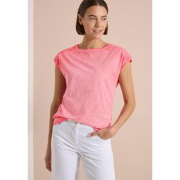 T-Shirt Cecil, Damen, Gr. L (42), pink (coral), Web, 100% Baumwolle, unifarben, comfort fit normal, U-Boot-Ausschnitt, normaler Saum, Shirts T-Shirt, aus Jersey in Unifarbe