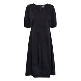 Midikleid Culture "Kleid CUantoinett", Damen, Gr. L, N-Gr, schwarz, Obermaterial: 65% Baumwolle CO. 33% Polyester PES. 2% Elasthan EL., Kleider Midikleid