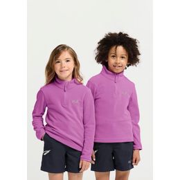 Stehkragenpullover Jack Wolfskin "TAUNUS 100 HZ K", M&auml;dchen, Gr. 104, foxglove, Obermaterial: 100% POLYESTER, Pullover Stehkragenpullover