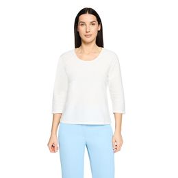 3/4-Arm-Shirt Betty Barclay "Damen mit Rippenstruktur", Damen, Gr. 36, rohwei&szlig;, Rippware, Obermaterial: 65% Polyester, 35% Baumwolle, tailliert normal, Rundhals, Shirts 3/4-Arm-Shirt