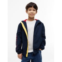 Windbreaker Tommy Hilfiger, Jungen, Gr. 10 (140), schwarz night navy, Web, Obermaterial: 100% Nylon, unifarben, regular fit normal, Rundhals, eingesetzt elastischer Bund, Jacken Windbreaker, Kinder bis 16 Jahre, Druck