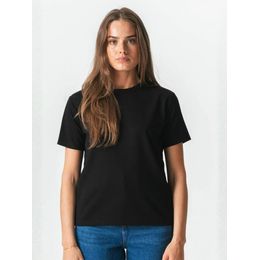 Kurzarmhemd TEESHOPPEN "TEESHOPPEN T-shirt Loose", Damen, Gr. Lx34, schwarz, Obermaterial: 55% Viskose, 40% Polyester, 5% Elasthan, Hemden