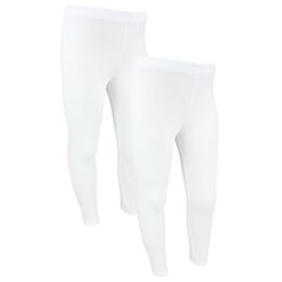 Leggings TUPTAM "Leggings M&auml;dchen Lange Leggings 2er Pack", M&auml;dchen, Gr. 140, N-Gr, wei&szlig;, Obermaterial: 95% Baumwolle CO. 5% Elasthan EL., Hosen Leggings