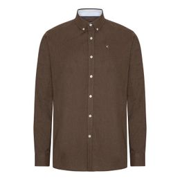 Langarmhemd Clean Cut Copenhagen "Clean Cut Copenhagen Oxford Stretch Plain L/S", Herren, Gr. L, US-Gr&ouml;&szlig;en, schwarz braun melange, 77% Baumwolle, 20% Polyester, 3% Elasthan, unifarben, normal, Hemden