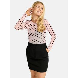 Kurzarmhemd LIBERT&Eacute; ESSENTIEL "Libert&eacute; Essentiel T-shirt MESH", Damen, Gr. L, Normalgr&ouml;&szlig;en, rose heart, Obermaterial: 95% Polyester, 5% Elasthan, Hemden