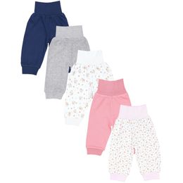 Pumphose TUPTAM "Pumphose Baby Lange Pumphose 5er Pack", M&auml;dchen, Gr. 62, N-Gr, blau (blumenmuster aprikose dunkelblau grau), Obermaterial: 100% Baumwolle CO., Hosen