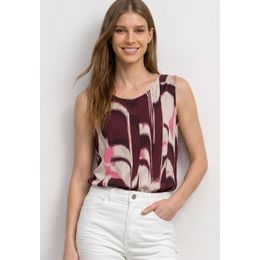 Tr&auml;gertop Street One, Damen, Gr. 34, rustic rouge, Stoff, 95% Viskose, 5% Elasthan, bedruckt, normal normal, V-Ausschnitt, abgesteppt, Tops Tr&auml;gertop, mit allover Print