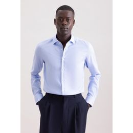 Businesshemd Seidensticker "Schwarze Rose", Herren, Gr. M (40), normale &Auml;rmell&auml;ngen, blau (hellblau), 100% Baumwolle, Strukturmuster, tailored fit, 2-Knopf-Manschette, Hemden, Shaped 1/1 Kentkragen Struktur