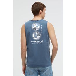 Tanktop CAMP DAVID, Herren, Gr. L, harbour blau, Single Jersey, Material: 100% Baumwolle, bedruckt, regular fit normal, Rundhals, Tops Tanktop, aus Baumwolle