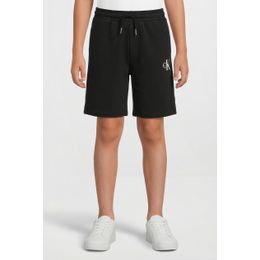 Shorts Calvin Klein Jeans, M&auml;dchen, Gr. 12 (152), N-Gr, ck schwarz, Web, Obermaterial: 100% Baumwolle, unifarben, regular fit kurz, Hosen Shorts, Regular fit, f&uuml;r Kinder bis 16 Jahre