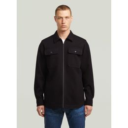 G-Star Raw Langarmshirt G-STAR "GPO Zip Overshirt", Herren, Gr. M, dk schwarz, Obermaterial: 50% Polyester, 40% Polyester, 10% Viskose, Shirts Langarmshirt