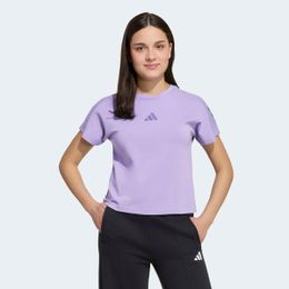 T-Shirt adidas Sportswear "JG FI 3S TEE", M&auml;dchen, Gr. 128, magic lila, tech lila, Obermaterial: 93% Baumwolle, 7% Elasthan, Rundhals, Shirts T-Shirt