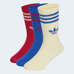 Sportsocken adidas originals "CREW SOCK 3P", M&auml;dchen, Gr. 19-21, team victory rot, bold blau, warm vanilla, Obermaterial: 60% Baumwolle, 27% Polyester, 8% Polyamid, 5% Elasthan, Socken Sportsocken