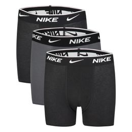 Boxershorts Nike Sportswear "f&uuml;r Jungs", M&auml;dchen, Gr. S (116/122/128), 3 Stk., schwarz (schwarz, dk grau), Jersey, Obermaterial: 95% Baumwolle, 5% Elasthan, Unterhosen, Kinder Unterhose aus Baumwolle