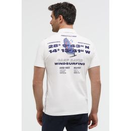 Poloshirt CAMP DAVID, Herren, Gr. 4XL, wei&szlig;, Piqu&eacute;, Material: 100% Baumwolle, bedruckt, regular fit normal, hoch geschlossener Ausschnitt, eingesetzt gerader Abschluss, Shirts, aus Baumwolle