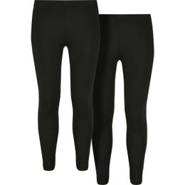 Leggings Urban Classics "Urban Classics Damen Girls Jersey Leggings 2-Pack", M&auml;dchen, Gr. 122/128, Normalgr&ouml;&szlig;en, schwarz, schwarz, 95% Baumwolle, 5% Elasthan, unifarben, slim fit, Hosen Leggings