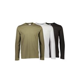 Langarmshirt LINDBERGH "T-Shirt (Langarm) Relaxed Fit", Herren, Gr. L, bl, wh, ar, Obermaterial: 100% Baumwolle, unifarben, l&auml;ssig geschnitten, Shirts Langarmshirt