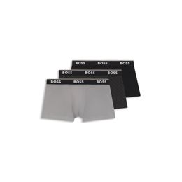 Trunk BOSS, Herren, Gr. L, 3 Stk., schwarz (dunkelgrau 024), Jersey, Obermaterial: 95% Baumwolle, 5% Elasthan, k&ouml;rpernah, Unterhosen, aus Stretch-Baumwolle, elastischer Bund, mittlere Bundh&ouml;he