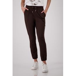 Jogger Pants monari "Hose Jill Basic", Damen, Gr. 42, N-Gr, braun, Web, Obermaterial: 90% Polyester, 10% Elasthan, unifarben, regular fit lang, Hosen, Regular fit mit Rei&szlig;verschlusstasche