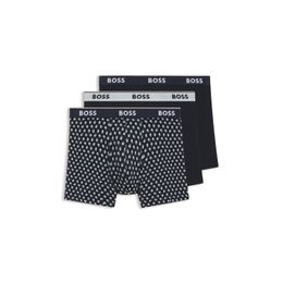 Boxershorts BOSS, Herren, Gr. L, 3 Stk., open blau 464, Jersey, Obermaterial: 95% Baumwolle, 5% Elasthan, k&ouml;rpernah, Unterhosen, l&auml;ngeres Bein, anliegend, aus Stretch-Baumwolle