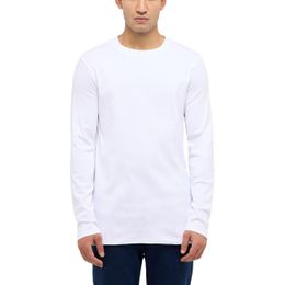 Langarmshirt Mustang "Herren Style Arlington", Herren, Gr. L, wei&szlig;, Strick, 100% Baumwolle, Rundhals, Shirts Langarmshirt