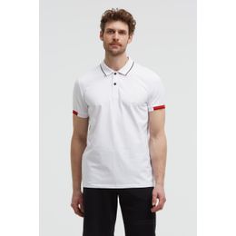 Poloshirt CAMP DAVID, Herren, Gr. S, wei&szlig;, Piqu&eacute;, Material: 95% Baumwolle, 5% Elasthan, bedruckt, regular fit normal, hoch geschlossener Ausschnitt, eingesetzt B&uuml;ndchen, Shirts, aus Baumwolle