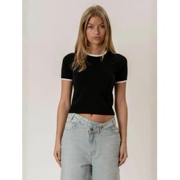 Kurzarmhemd ITS MAY "ITS MAY T-shirt Rosa", Damen, Gr. L, Normalgr&ouml;&szlig;en, schwarz, Obermaterial: 92% Baumwolle, 8% Elasthan, Hemden