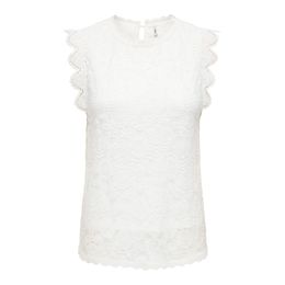 Spitzentop Only "ONLSINE S/L LACE TOP CS JRS", Damen, Gr. L, cloud dancer, Jersey, Obermaterial: 95% Polyamid, 5% Elasthan, unifarben, regular fit normal, Rundhals, Tops Spitzentop, Materialmix, regular fit, Rundhals
