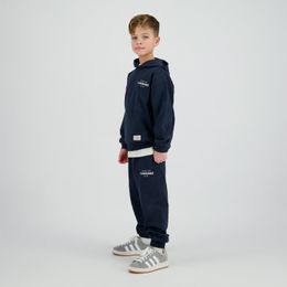 Sweathose Vingino, M&auml;dchen, Gr. 152, N-Gr, midnight blau, Sweatware, Obermaterial: 100% Baumwolle, bedruckt, relaxed fit lang, Hosen Sweathose, mit Gummizug, Bindeband und Logo-Print, for boys