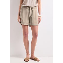 Shorts Street One, Damen, Gr. 34, sepia sand, Stoff, 100% Viskose, unifarben, loose fit kurz, Hosen Shorts, mit G&uuml;rtel