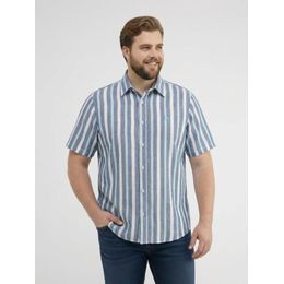 Kurzarmhemd Lerros "Bequemes Kurzarmhemd mit stylishen Streifen, gro&szlig;e Gr&ouml;&szlig;en", Herren, Gr. 4XL, Normalgr&ouml;&szlig;en, blau (true blau), 100% Baumwolle, Hemden