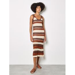 Maxikleid Apricot "Midikleid", Damen, Gr. XS (34), N-Gr, braun, Strick, Obermaterial: 100% sonstige Fasern AF., gestreift, Kleider Maxikleid, mit H&auml;kelstreifen