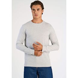 Langarmshirt LINDBERGH "T-Shirt (Langarm) Relaxed Fit", Herren, Gr. XXL, grau mel, Obermaterial: 95% Baumwolle, 5% Elasthan, unifarben, l&auml;ssig geschnitten, Rundhals, Shirts Langarmshirt