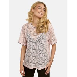 Kurzarmhemd LIBERT&Eacute; ESSENTIEL "Libert&eacute; Essentiel T-shirt LACY", Damen, Gr. L, Normalgr&ouml;&szlig;en, rose, Obermaterial: 92% Polyester, 8% Elasthan, Hemden