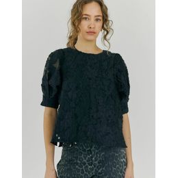 Kurzarmhemd NORR "NORR T-shirt Burna", Damen, Gr. 34, schwarz, Obermaterial: 96% Polyester, 4% Polyamid, Hemden