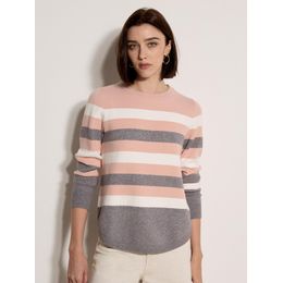 Strickfleece-Pullover Apricot "Pullover", Damen, Gr. XS (34), grau, Strick, Obermaterial: 52% Viskose CV. 28% Polyester PES. 20% Nylon NY., gestreift, normal normal, Pullover, mit Streifen