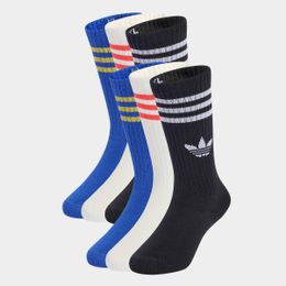 Sportsocken adidas originals "3S CREW S 6P K", M&auml;dchen, Gr. 19-21, bold blau, cloud wei&szlig;, schwarz, Obermaterial: 60% Baumwolle, 27% Polyester, 8% Polyamid, 5% Elasthan, Socken Sportsocken