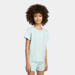 T-Shirt adidas Sportswear "JG 3S TEE 160", M&auml;dchen, Gr. 128, halo mint, wei&szlig;, Obermaterial: 100% Baumwolle, Rundhals, Shirts T-Shirt, f&uuml;r Kinder, mit Rundhalsausschnitt, ohne Verschluss, aus Baumwolle