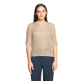 Kurzarmshirt Betty Barclay "Damen mit Lochmuster", Damen, Gr. 36, beige, Strick, Obermaterial: 59% Viskose, 26% Polyester, 15% Polyester, loose fit normal, Rundhals, Shirts
