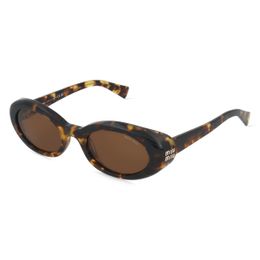 Miu Miu MU B09S | Damen-Sonnenbrille | Fassung: Vollrand, Oval, Acetat, Gelb Havanna | Glasfarbe: Braun