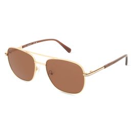 Gant GA7232 | Unisex-Sonnenbrille | Fassung: Vollrand, Pilot, Metall, Gold Gl&auml;nzend | Glasfarbe: Braun