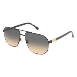 HUGO BOSS BOSS 1832/S | Herren-Sonnenbrille | Fassung: Vollrand, Pilot, Edelstahl, Schwarz Matt | Glasfarbe: Grau Verlaufend Mehrfarbig