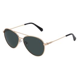 Polaroid PLD 4142/G/S/X | Unisex-Sonnenbrille | Fassung: Vollrand, Pilot, Metall, Gold Gl&auml;nzend | Glasfarbe: Gr&uuml;n