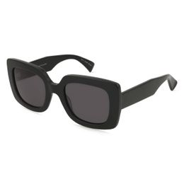Fielmann LN 087 SUN FA GERALDINE | Damen-Sonnenbrille | Fassung: Vollrand, Quadratisch, Acetat, Schwarz Gl&auml;nzend | Glasfarbe: Grau